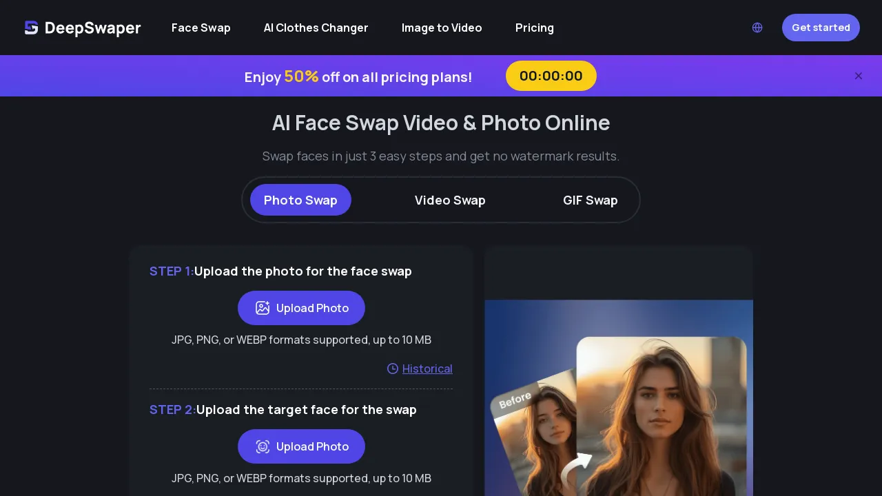 DeepSwaper AI: Popular Face Swap, Image to Video Online Website - BestofAI